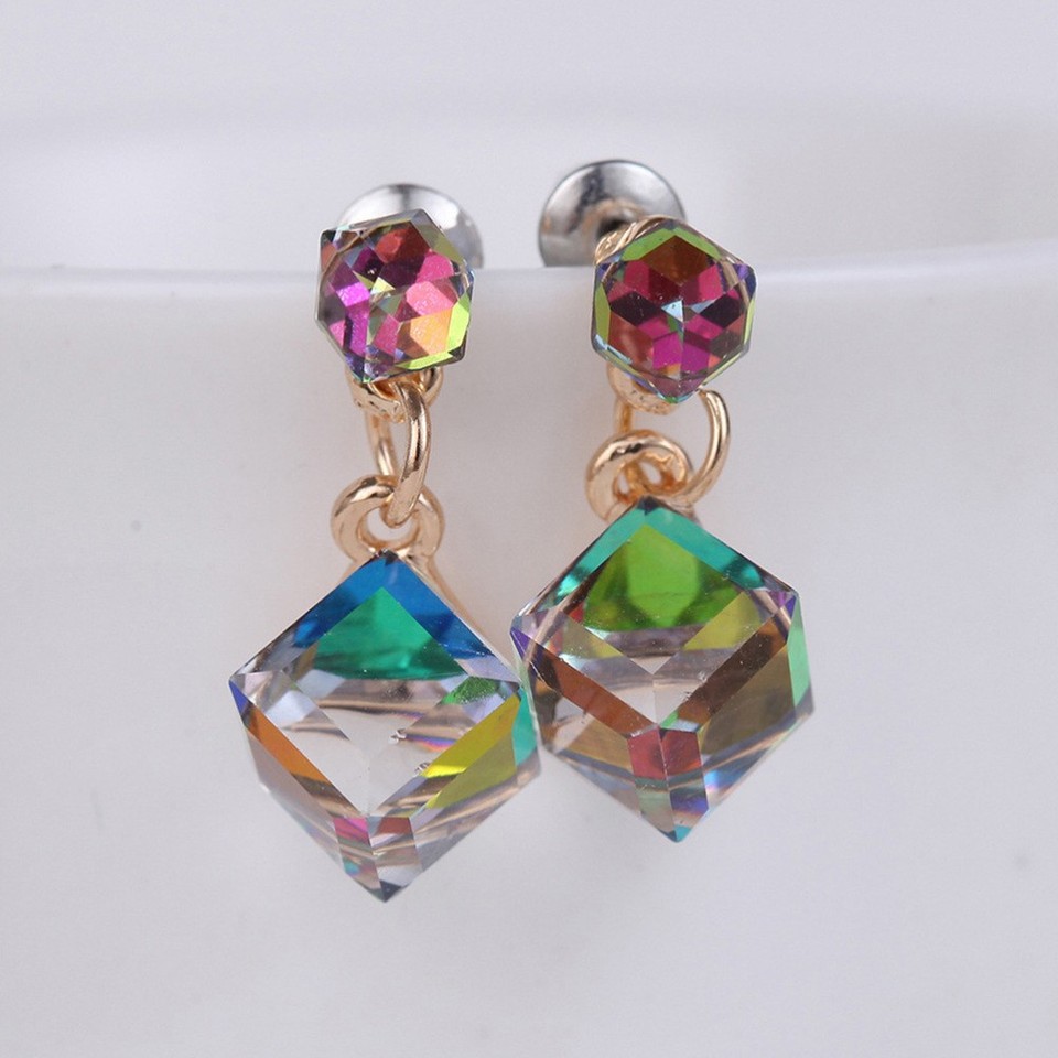 Zircon Ear Studs Dinner Party Bride Colorful Earrings Elegant Earbob ...