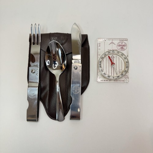 Boy Scouts Of America Utensil Set Leather Pouch And Compass | eBay