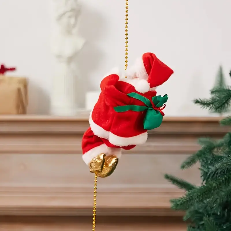 Musical Dancing Santa Claus Toy Christmas Decor Climbing Beads Ladder ...