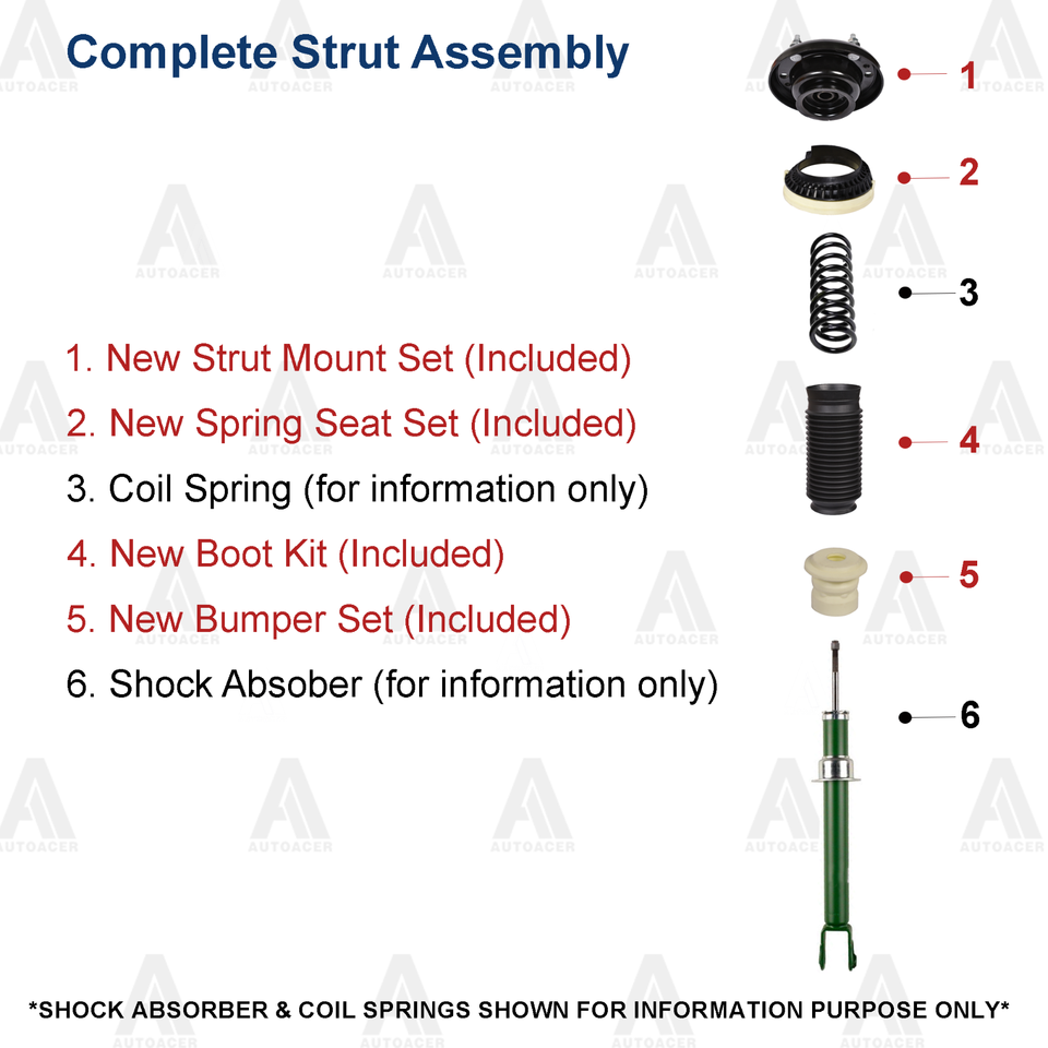 Front & Rear Strut Shock Mounting Set 20p W/Boots Spring Seats for ...