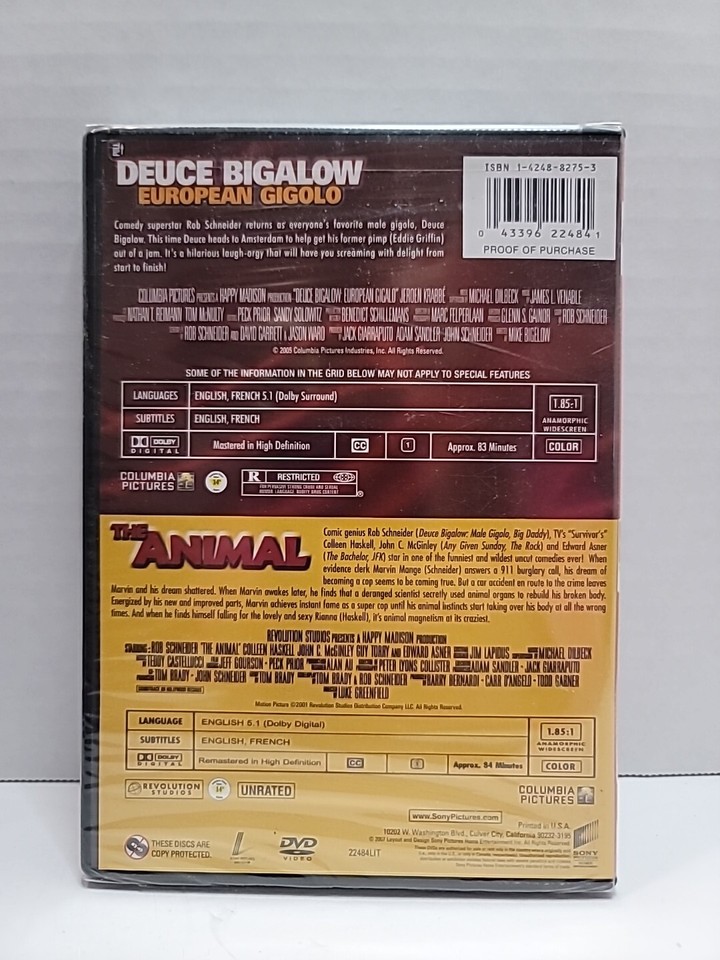 Deuce Bigalow: European Gigolo/The Animal (DVD, 2010, 2-Disc Set ...