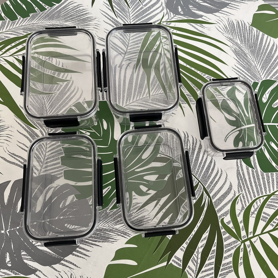 5x Food Storage Box Container Lunch Box Transparent Portable 1100ml ...