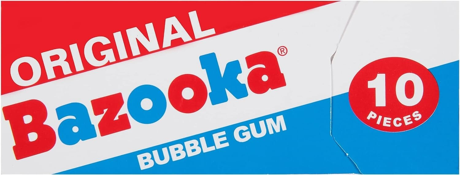 Bazooka Original and Blue Razz Bubble Gum 10 Count (pack of 12) for ...