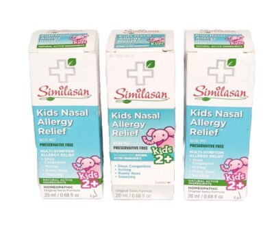 3 Pack Similasan Kids Nasal Allergy Homeopathic Nasal Mint Relief 20ml ...