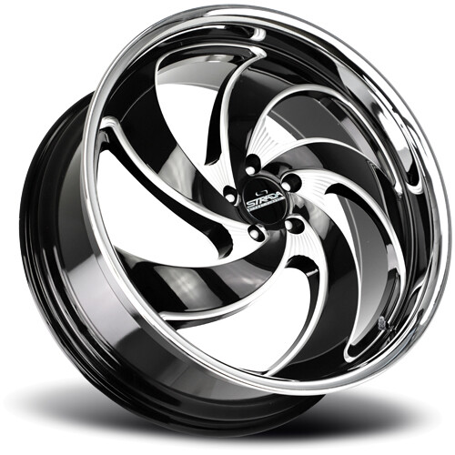 (4) Strada C05 Retro 5 20x8.5 5x4.5" +35mm Black/Milled/SSL Wheels Rims ...