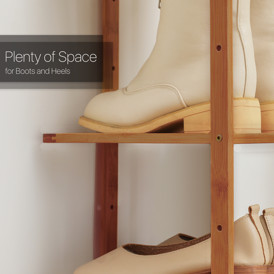 11"Bamboo Entryway[FREESTANDING SHOE RACK]High Heel Storage Stand ...