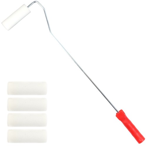 60cm LONG REACH ROLLER HANDLE 5 Sponge Rollers (4") Paint Varnish ...