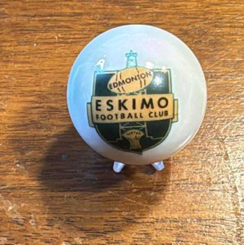 Edmonton Eskimo Football Club CFL Football Glass marble 1" size & stand ...