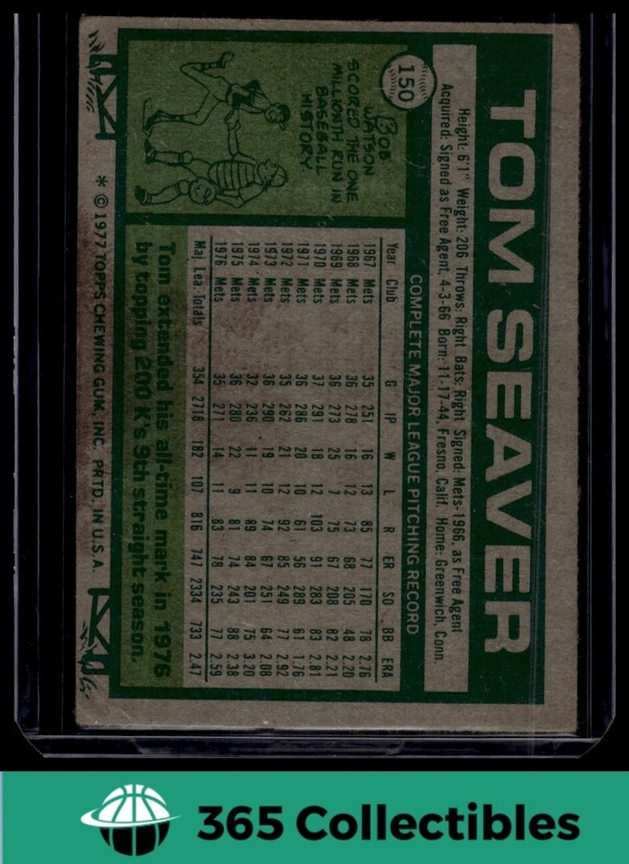 1977 Topps Tom Seaver #150 Baseball Mets | eBay