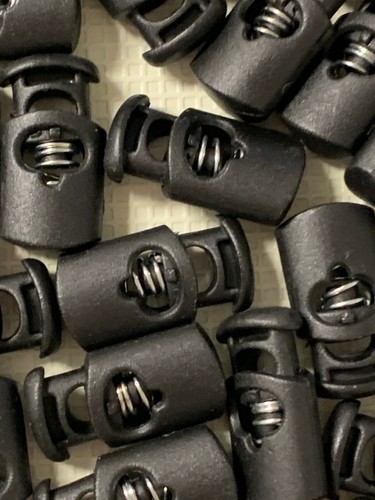 25 Black Plastic Cord Lock End Spring Stop Toggle Stoppers | eBay