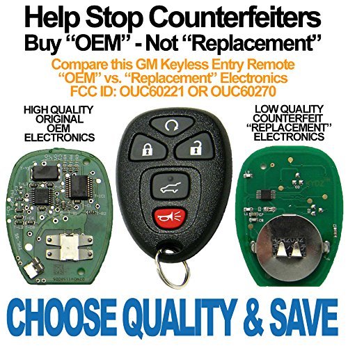 OEM ELECTRONIC 5 BUTTON REMOTE START KEY FOB FOR 2009-2017 CHEVROLET ...