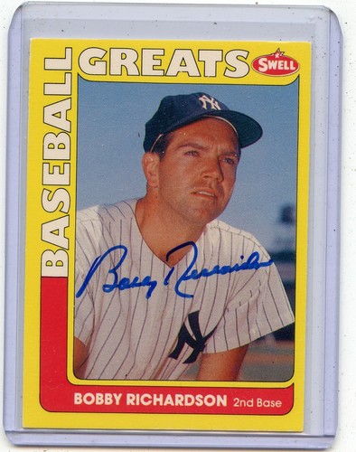 1990 SWELL #75 BOBBY RICHARDSON AUTOGRAPH, NEW YORK YANKEES, HOF ...