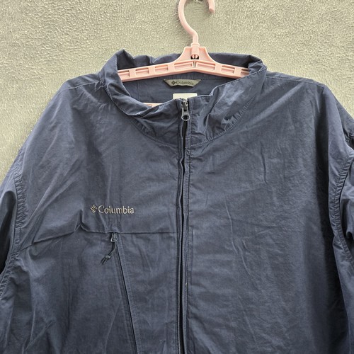 Columbia Men Jacket 2XL Blue Long Sleeve Logo Cotton Polyester Nylon ...