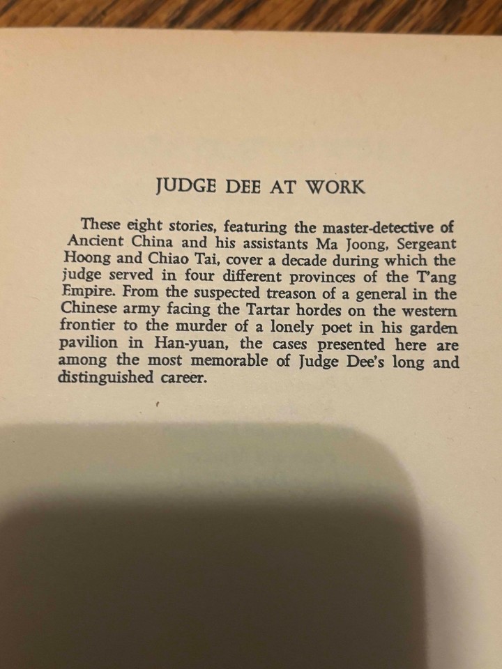 Robert van Gulik mysteries, four hardcover books in the Judge Dee ...