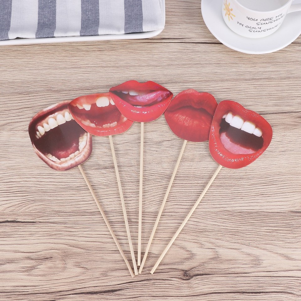 Set of 2 Anniversary Party Photo Booth Props Funny Lip Mouth Photobooth ...