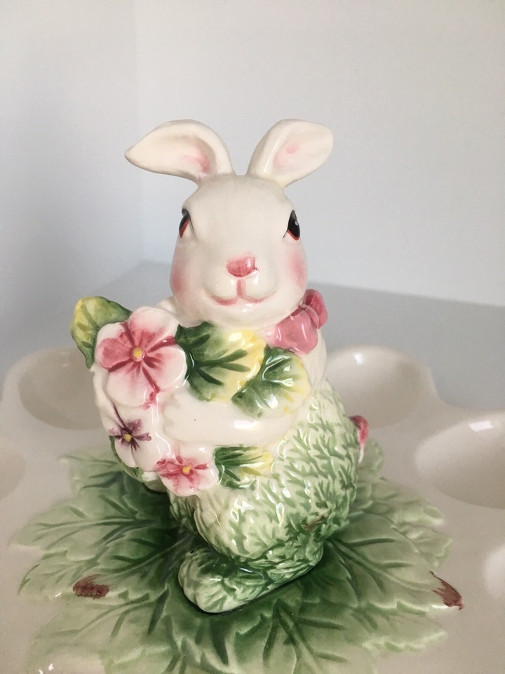 Easter Bunny Corner Ruby Spring Collection Ceramic Deviled Egg Plate ...