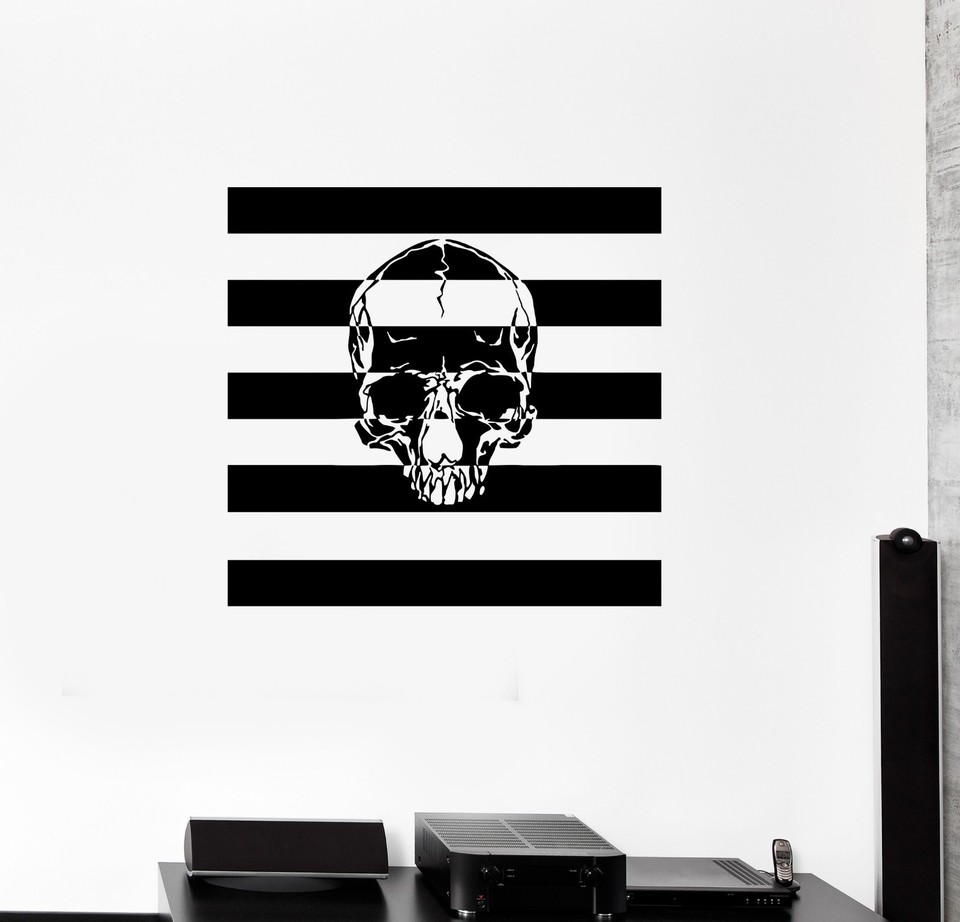 Wall Decal Skull Flag Skeleton Bones Horror Vinyl Sticker (ed1314) | eBay