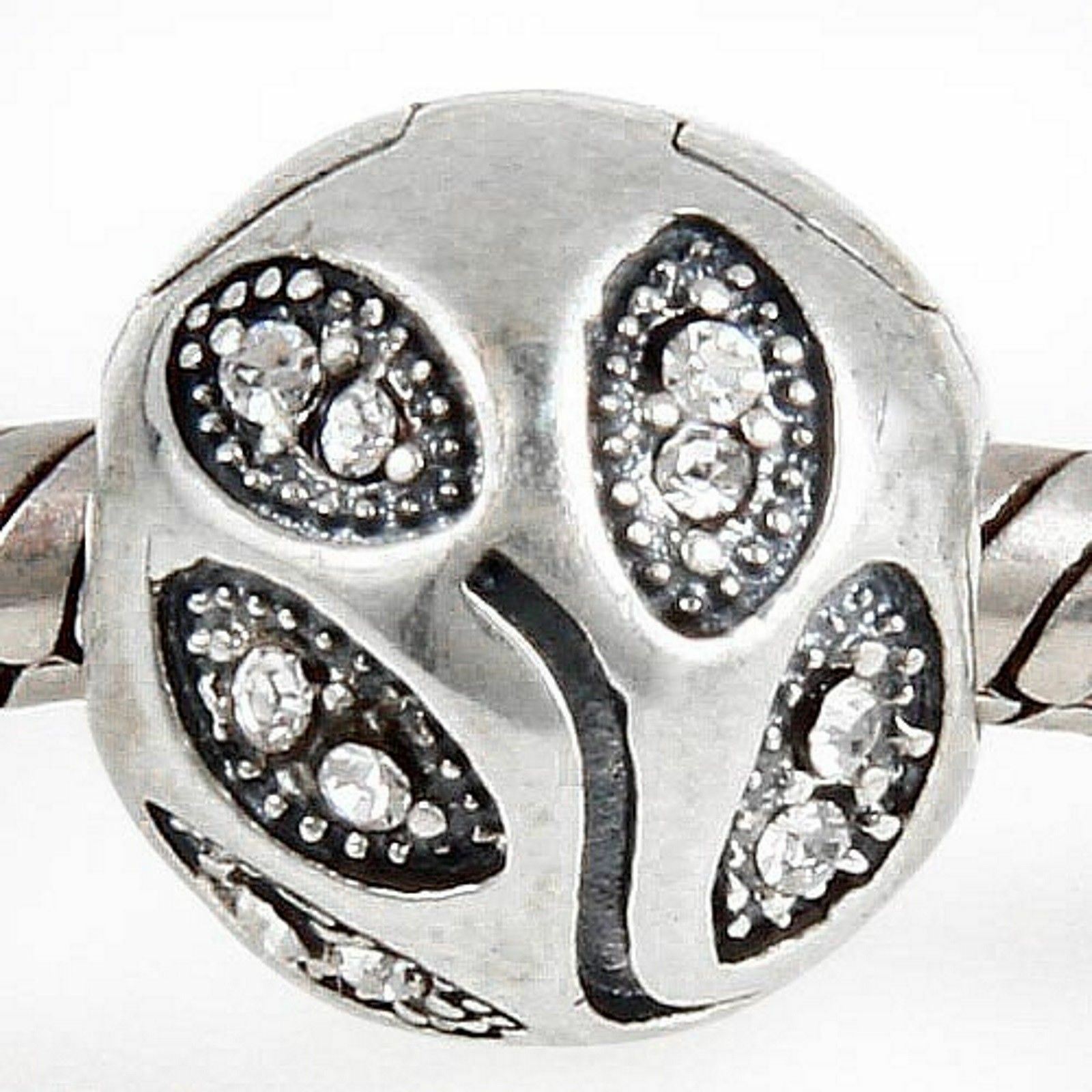 2 X Sterling Silver Round Clip Stoppers with Clear Austrian Crystal ...