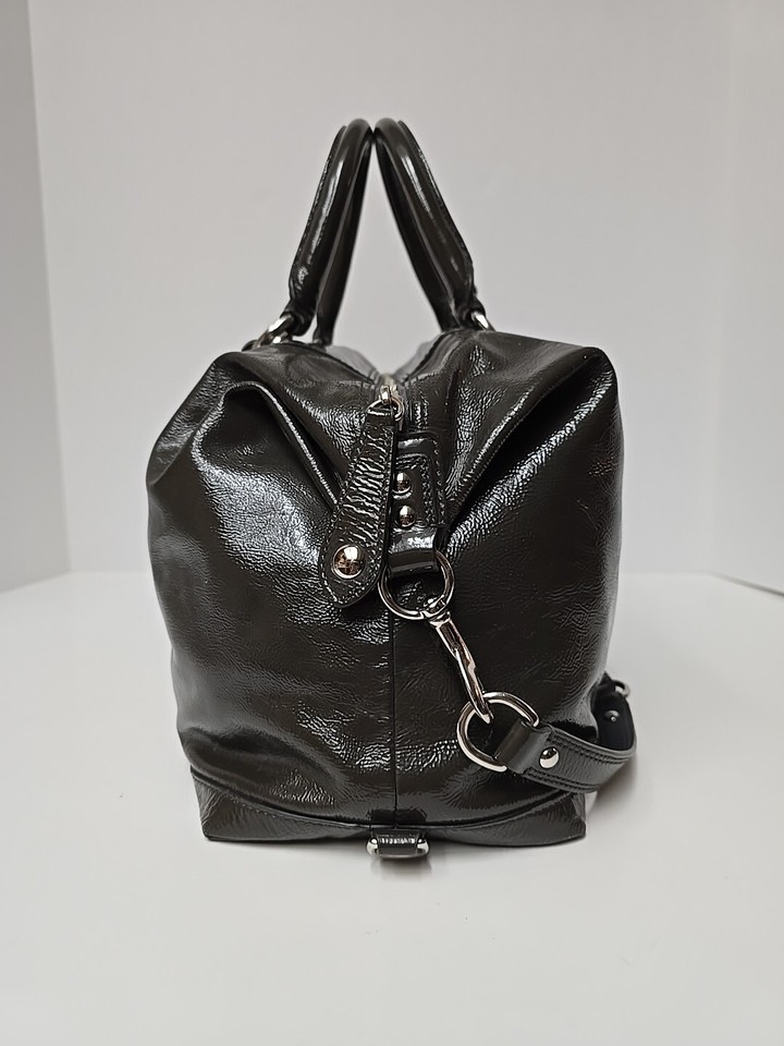 Coach Large Madison Sabrina Gray Patent Leather Satchel Bag Handbag ...