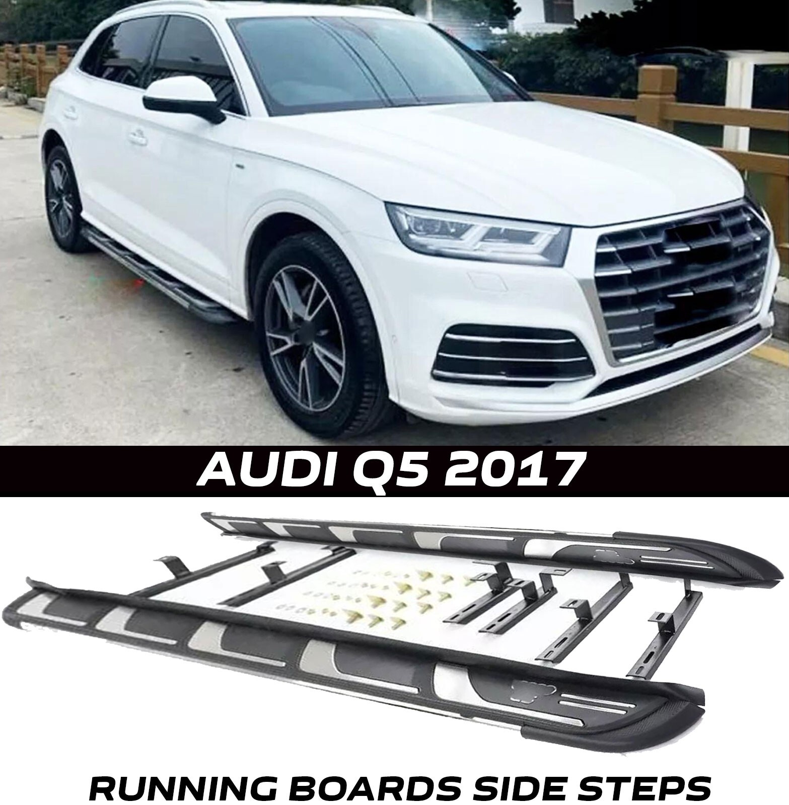 FOR AUDI Q5 SIDE STEPS RUNNING BOARDS GUARD BAR 2017-PRESENT | eBay
