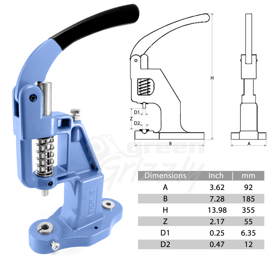 Hand press plus eyelet setting tool and puncher and grommet 8 10 12 17 ...