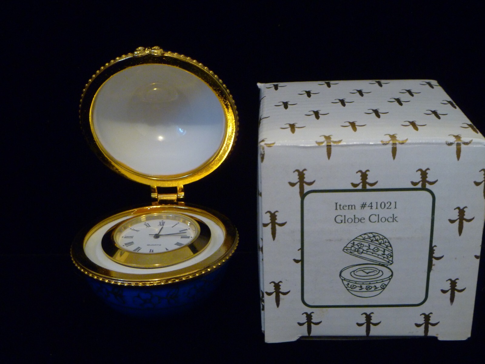 Handpainted Porcelain Hinged Globe Box with Quartz Clock | eBay
