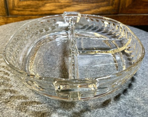 Mid Century Cut Crystal Divided Serving Dish | eBay