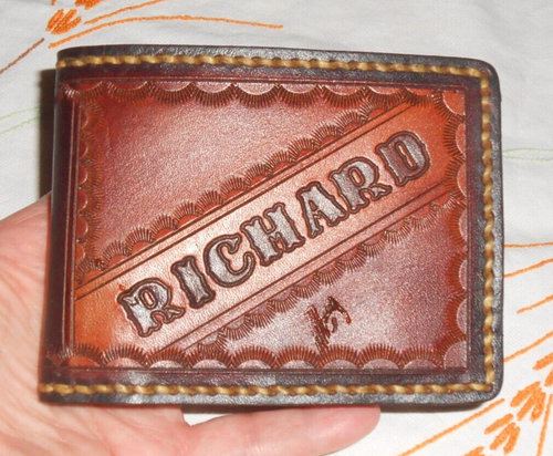 Vintage 1950s Tooled Leather RICHARD Wallet Bifold Sunset Design NOS ...