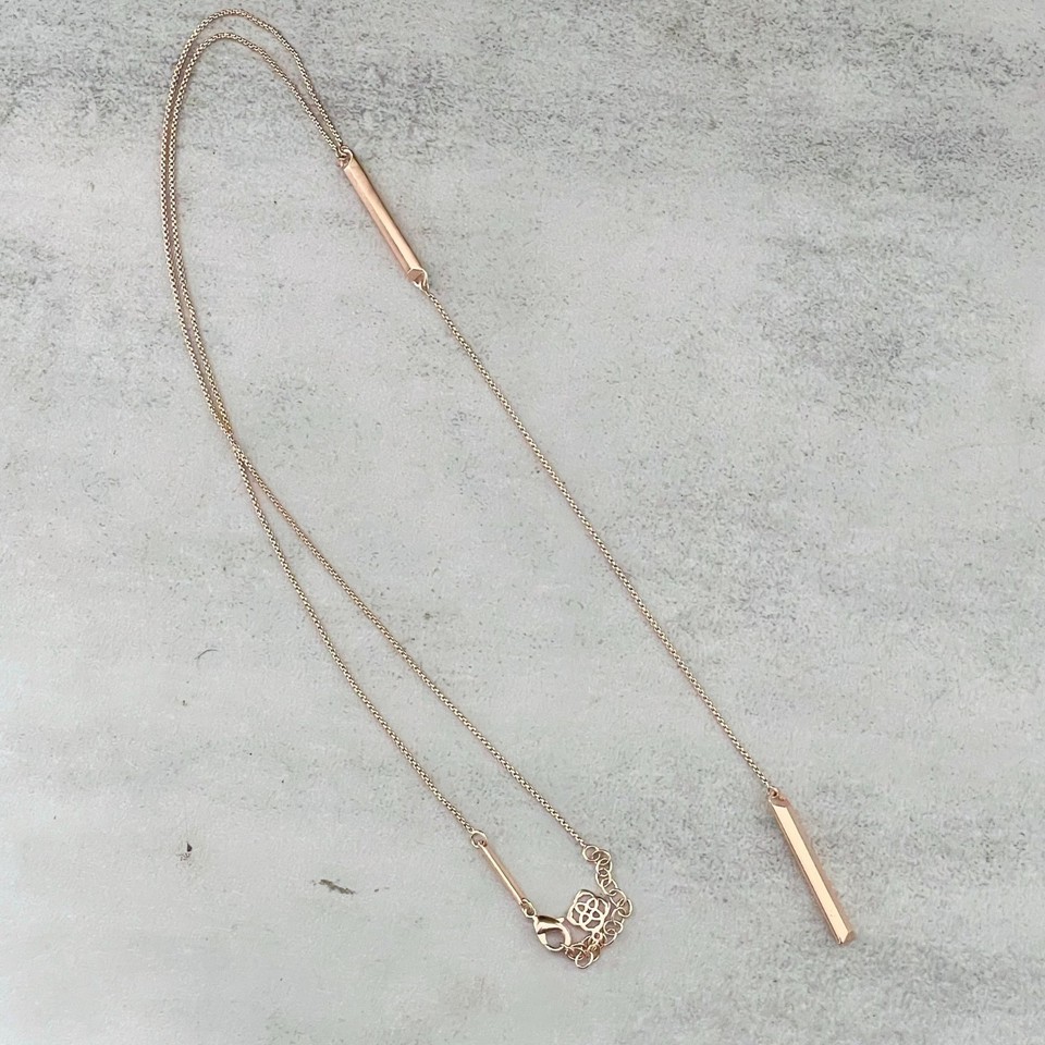 Kendra Scott Shelton 14K Rose Gold Plated Hexagonal Bar Y Drop Lariat ...