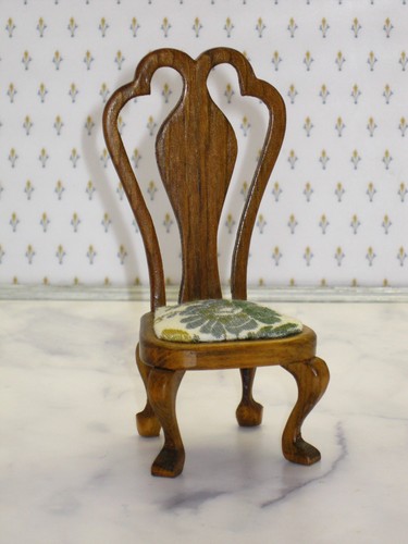 Hennessy Walnut Finish Upholstered Seat Side Chair - Artisan Dollhouse ...