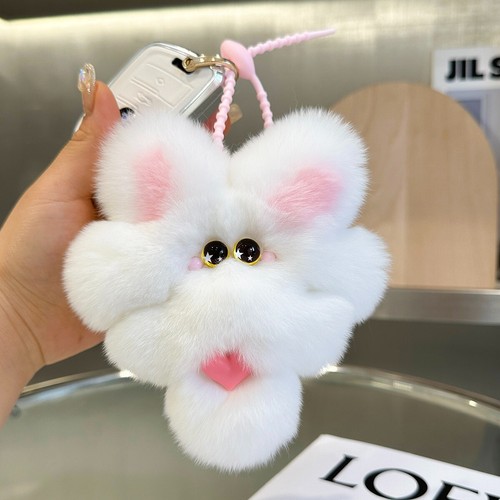 Cute Real Rabbit Fur Bunny Keychain Fur Ball Pompom Bag Car Phone ...