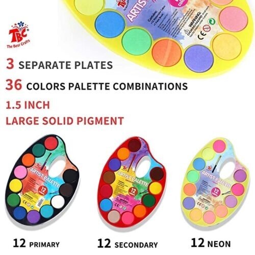 36 Colors Watercolor Paint Set with Brush and Pallets for Artists ...