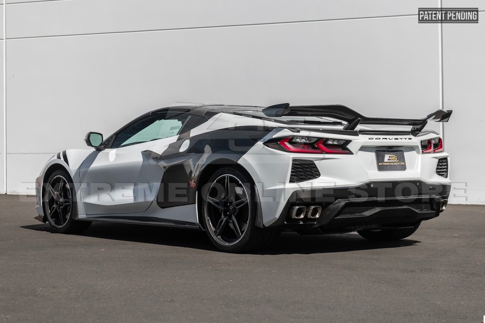 Z06 CARBON FIBER Rear High Wing Spoiler W/ Bracket For 20-Up Corvette ...