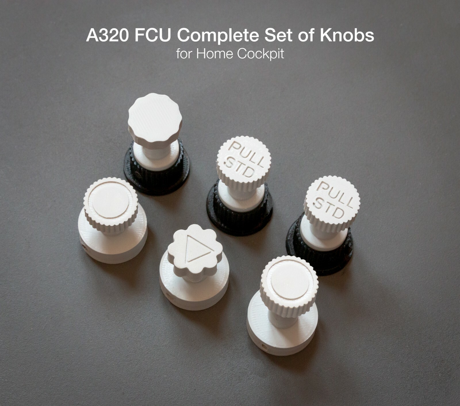 AIRBUS A320 - A330 - A340 - A380 FCU Full Set of Knobs (Grey) for ...