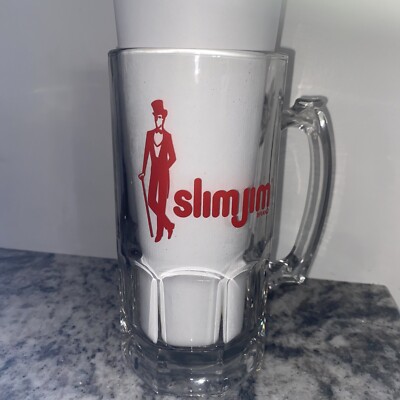 Vintage Slim Jim Glass Mug 8" TALL 32 OZ Beer Mug Clear Glass | eBay