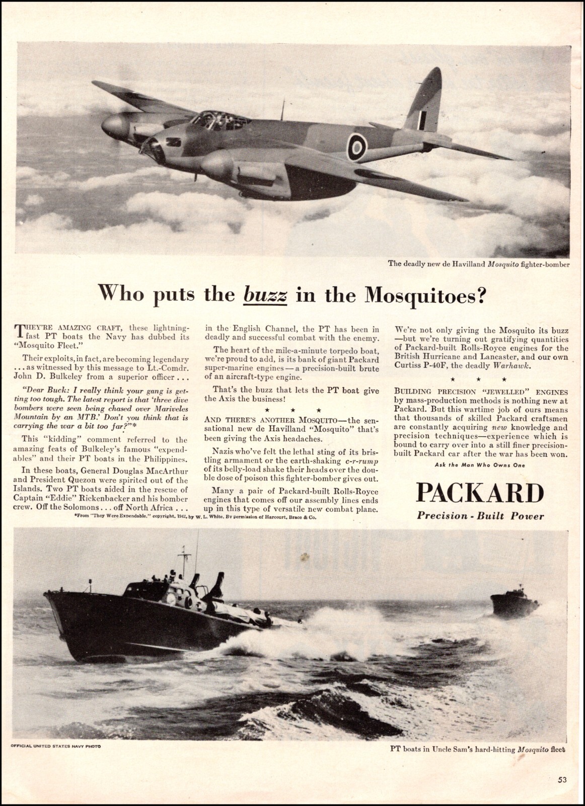 1941 WW2 AD PACKARD BUILT Rolls Royce Engines Popwer PT Boats ...