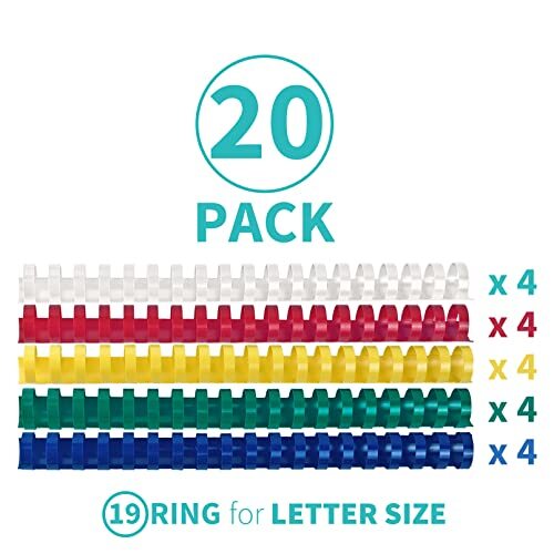 Binditek 20 Pack Plastic Comb Binding Spines, 1 Inches Diameter, 225 ...