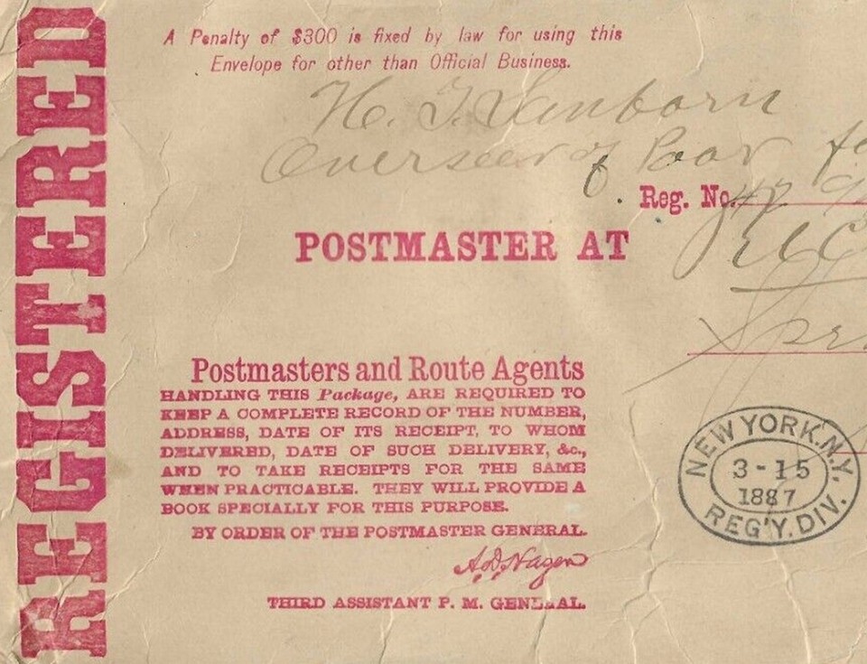 OXF6 or OXF6a - US POSTAGE STAMP AGENCY - OFFICIAL SEAL 1887 REGISTERED ...