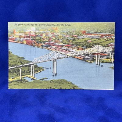 Vintage Postcard Eugene Talmadge Bridge Savannah GA Linen | eBay