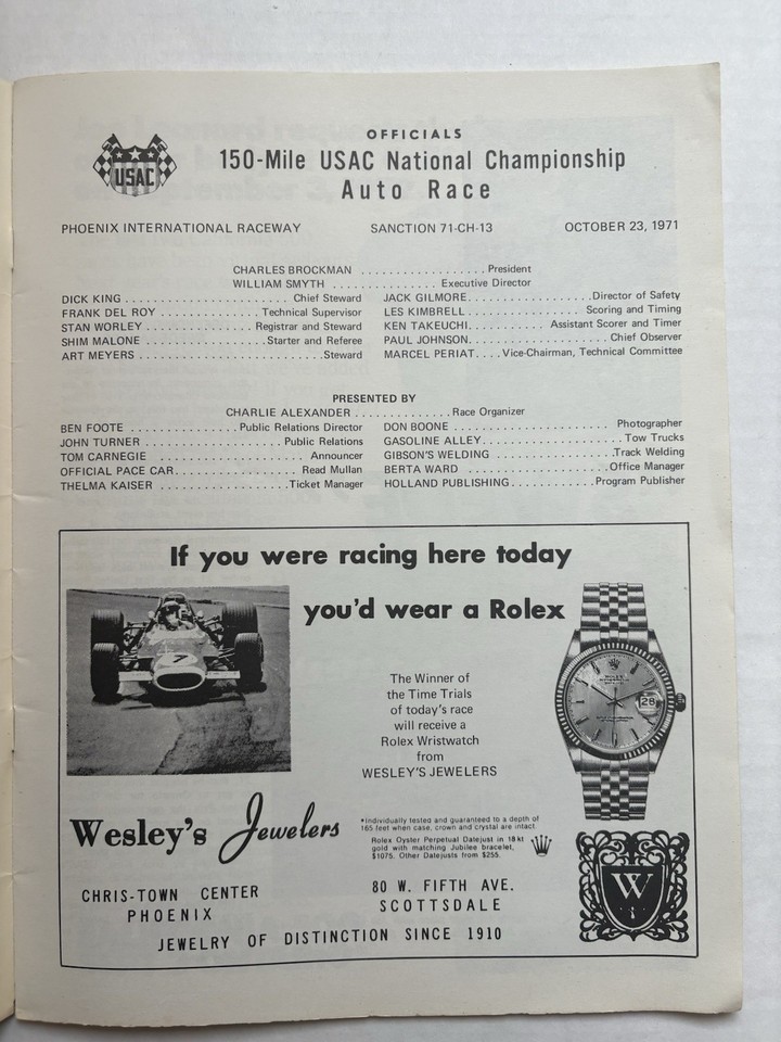 1971 Phoenix International Raceway October 23, 1971 Official Program | eBay