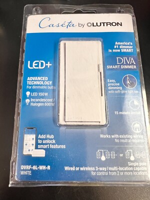 Lutron DIVA Caseta Smart LED+ Dimmer DVRF-6L-WH-R DVRF-6L-WH White 3365 ...