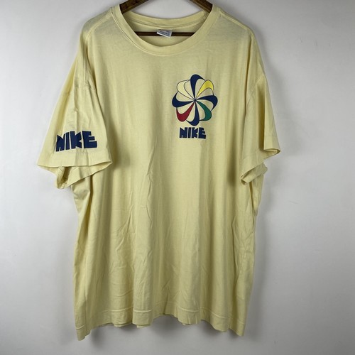 Nike Pinwheel Spell Out Swoosh Retro Style Shirt Men's 2XL XXL Yellow ...
