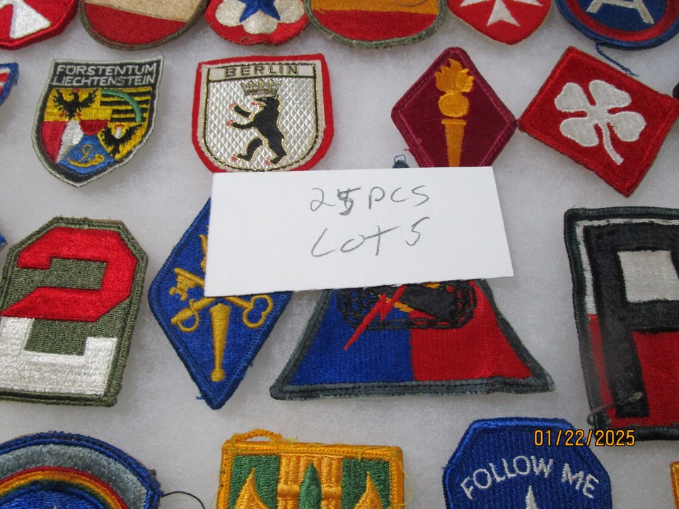MILITARY ARMY PATCH COLLECTION WWII ERA VINTAGE PATCHES NOS 25 PCS ...