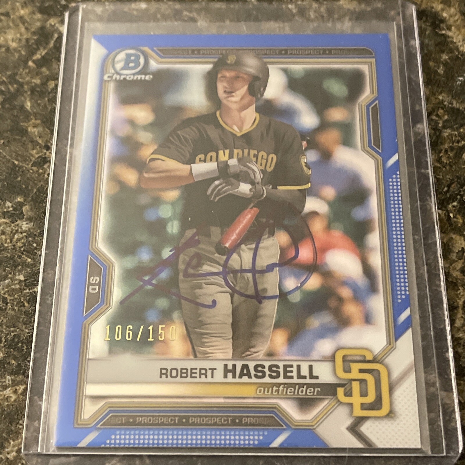 Robert Hassell Autographed 2021 Bowman Chrome Blue Refractor 106/150 ...