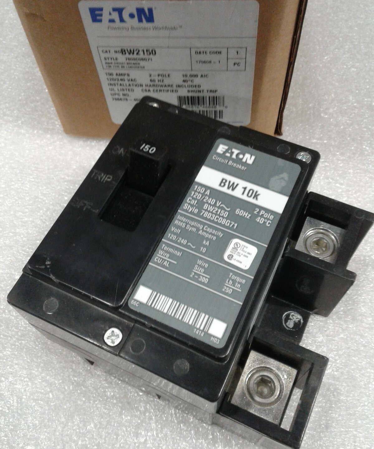 BW2150 CH 2 POLE 150A 10K AIC @ 240 VAC NEW | eBay