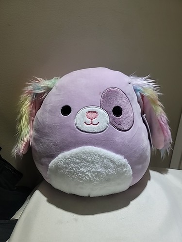 Squishmallow Barb 12" Dog Soft Purple Plush with Furry Ears Rainbow New ...