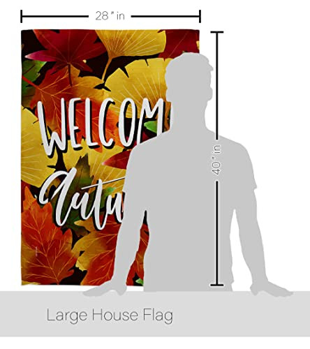 Welcome Autumn Leaves House Flag - Pack Fall Harvest & Scarecrow ...