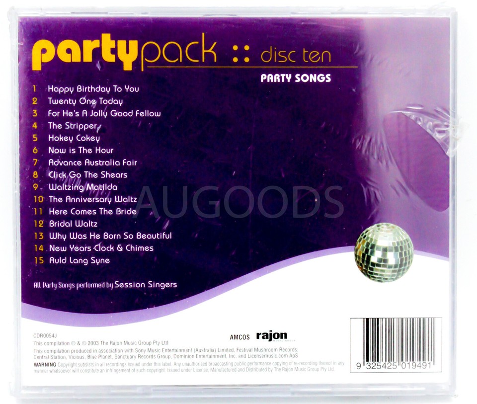 PartyPack Disc Ten Party Songs BRAND NEW SEALED MUSIC ALBUM CD - AU ...