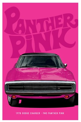 1970 Dodge Charger Muscle Car MOPAR Poster "Panther Pink" Retro "Pop ...