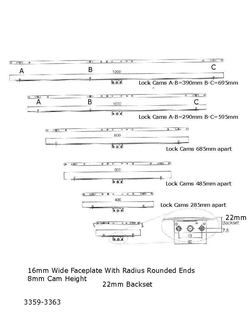 Mila Ideal Window Lock Mechanism 16mm Faceplate Radius End 22mm backset ...